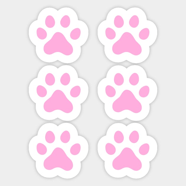 Pink Paw Print Set Of Six Paw Print Sticker Teepublic